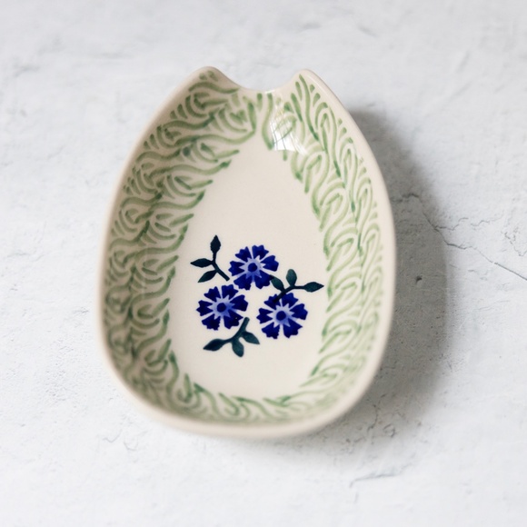 Boleslawiec | Kitchen | Polish Pottery Spoon Rest Blue Flower Green ...